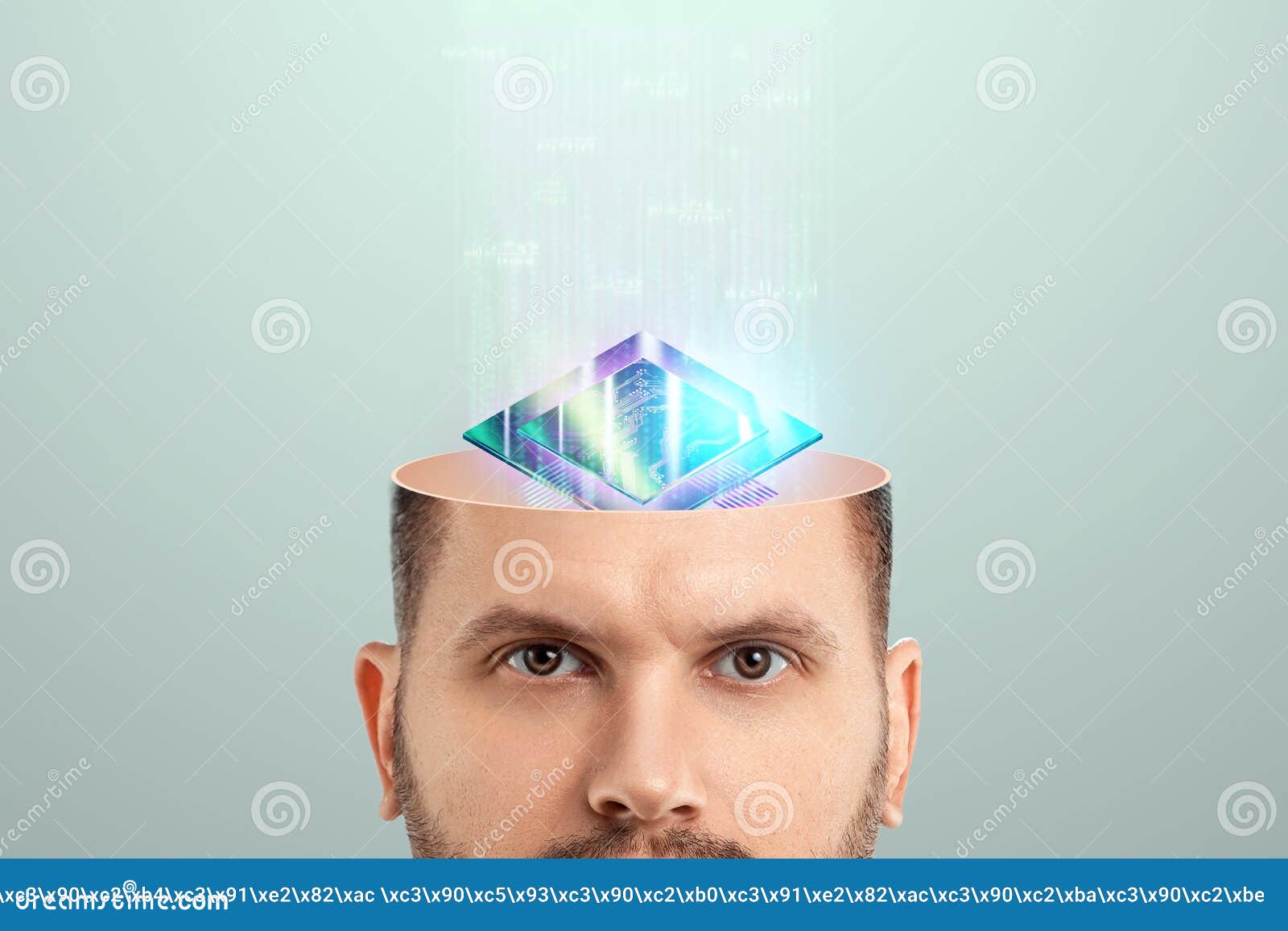 In a Man`s Head, the Brain Processes Information in the Form of a ...