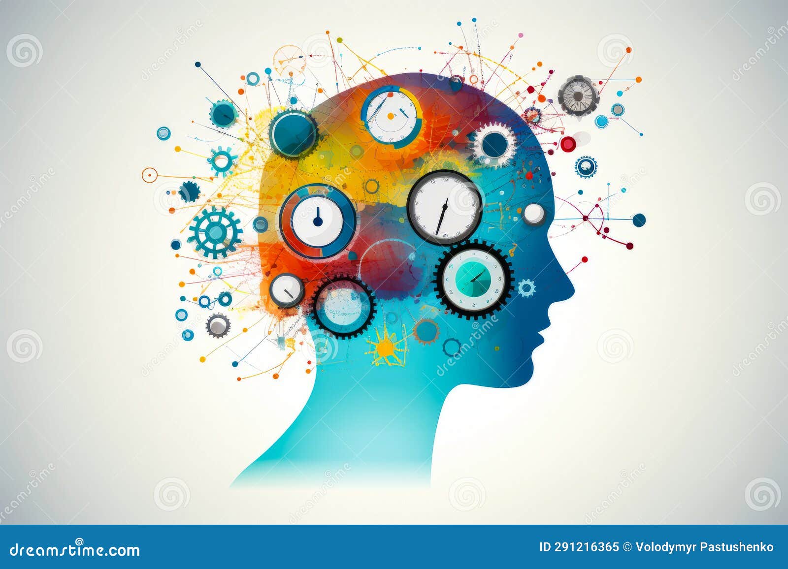Man S Head with Clock Inside of it. Generative AI Stock Image - Image ...