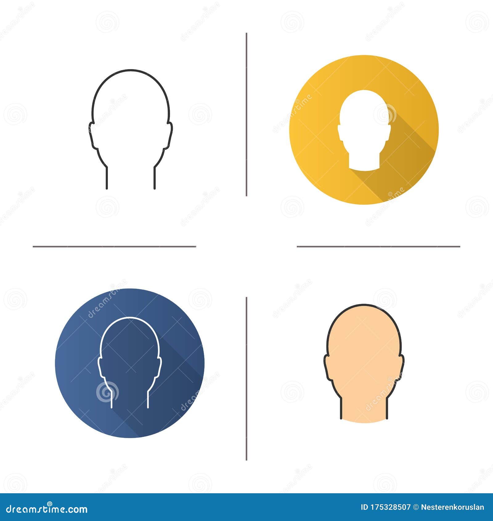 Man`s head icon stock vector. Illustration of body, filled - 175328507