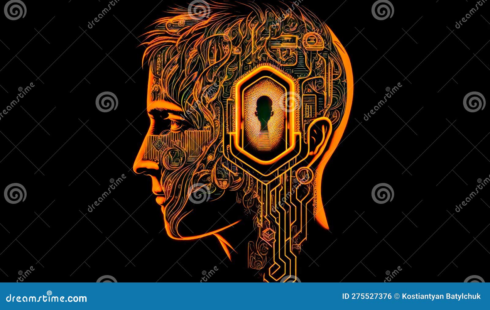Man S Head with Keyhole in the Middle of it. Generative AI Stock ...
