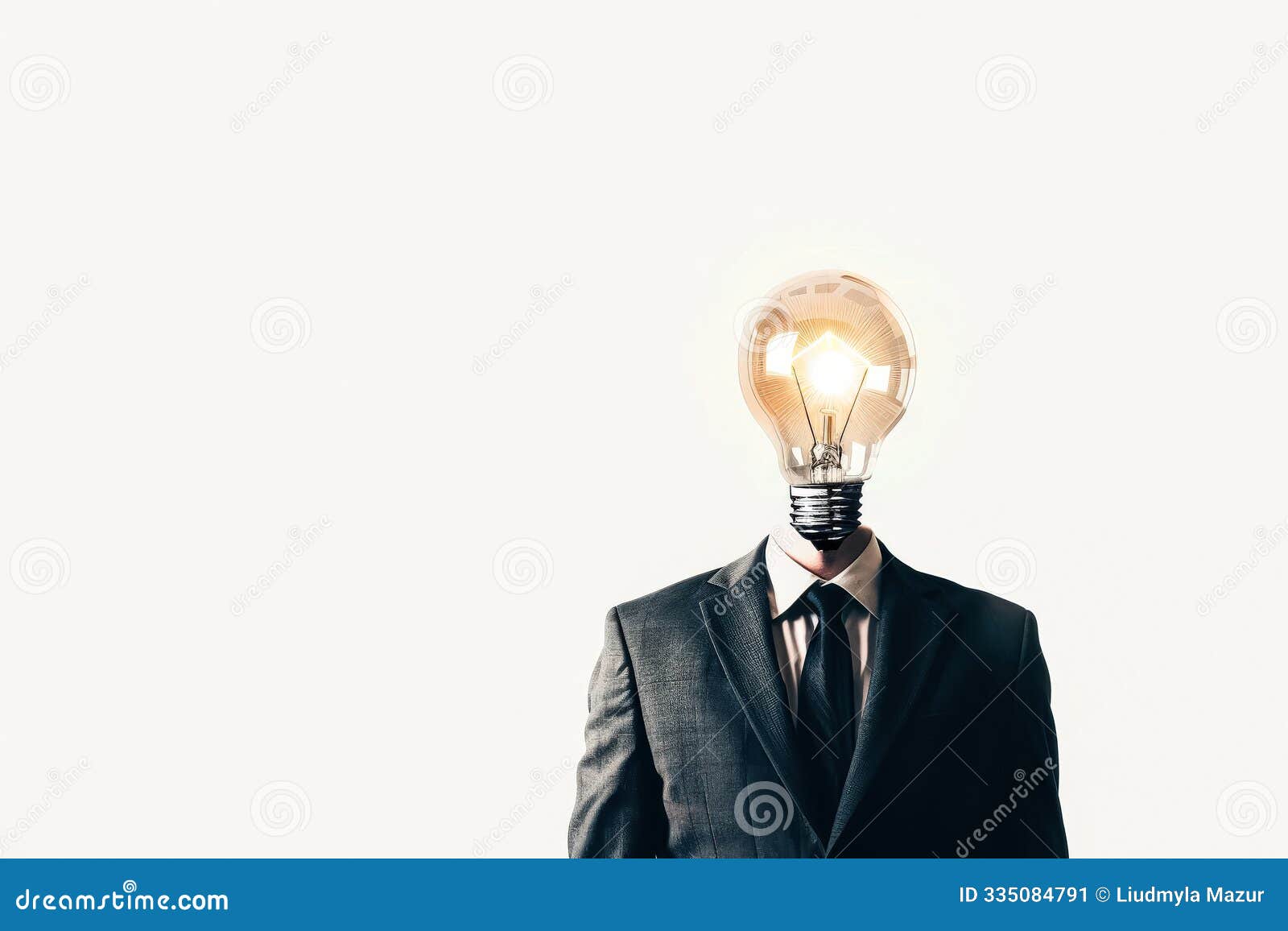 A Man S Head is Shown with a Light Bulb in it. Stock Image - Image of ...