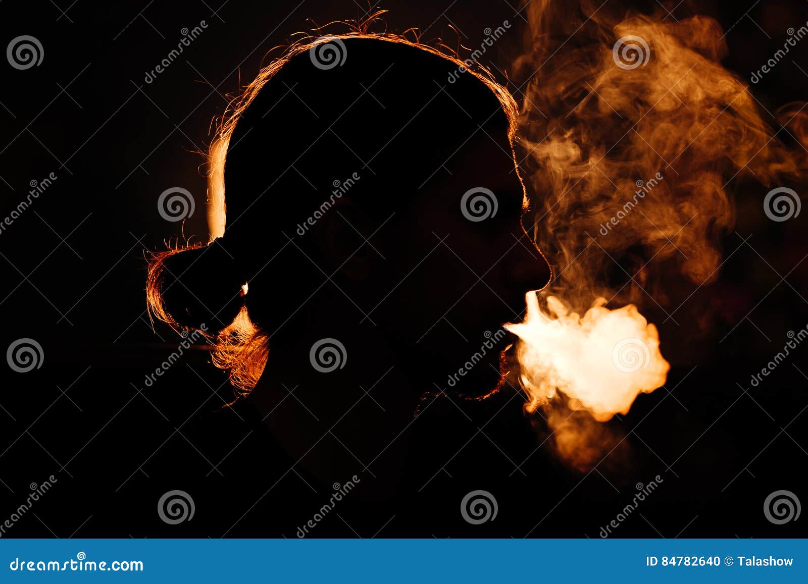 Man`s head in the smoke stock photo. Image of risk, long - 84782640
