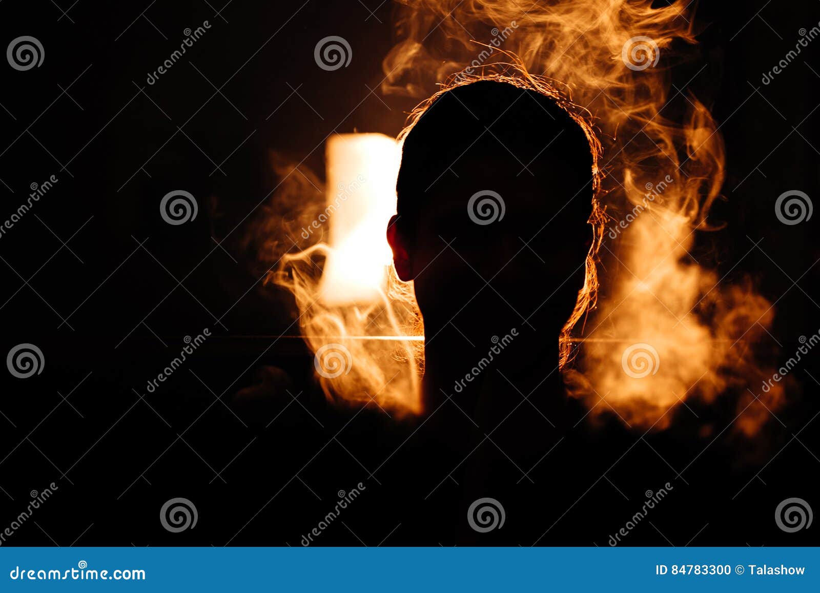 Man`s head in the smoke stock photo. Image of environment - 84783300