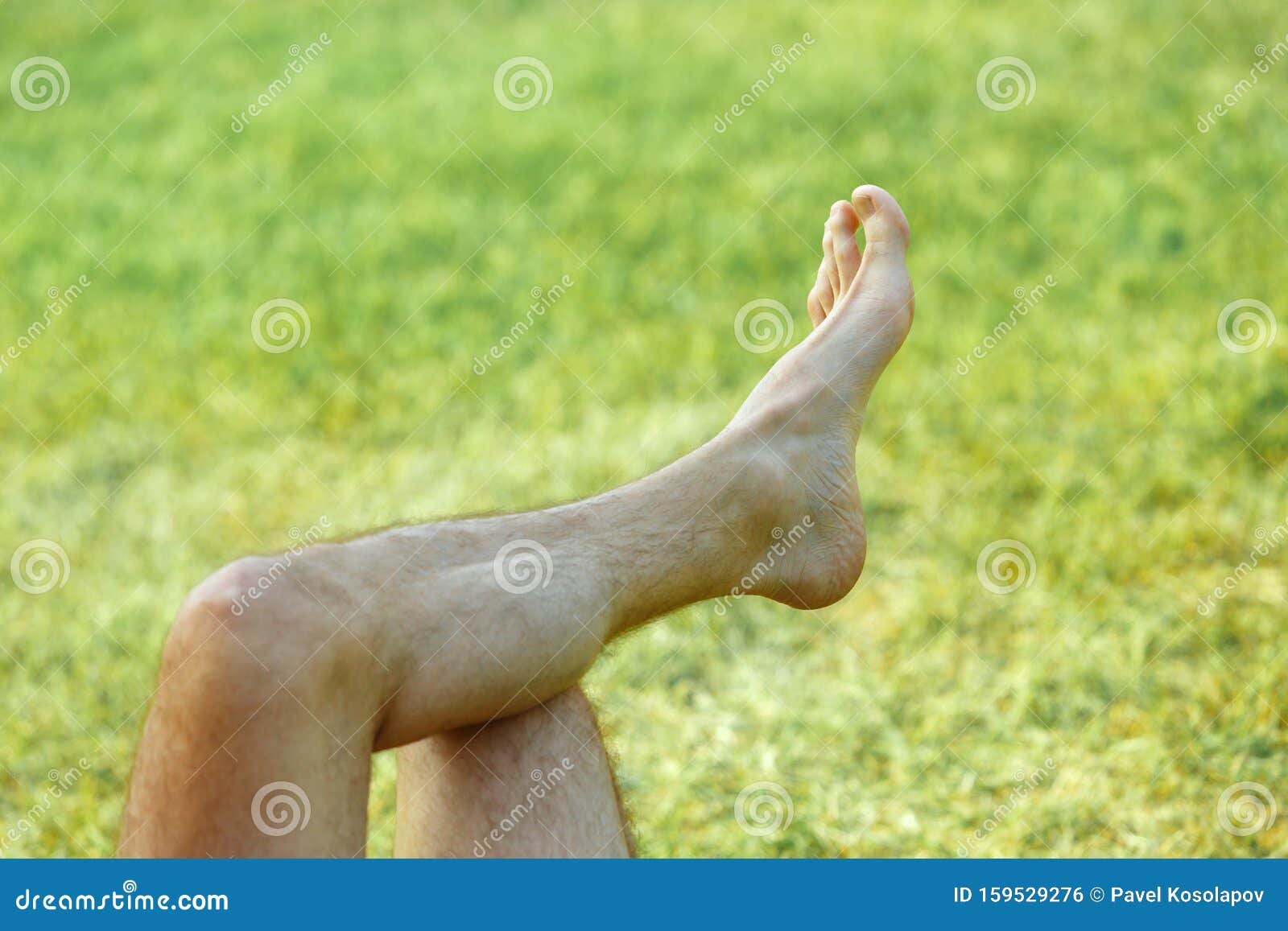 Man`s Leg on Grass Background Stock Photo - Image of healthy, nature ...