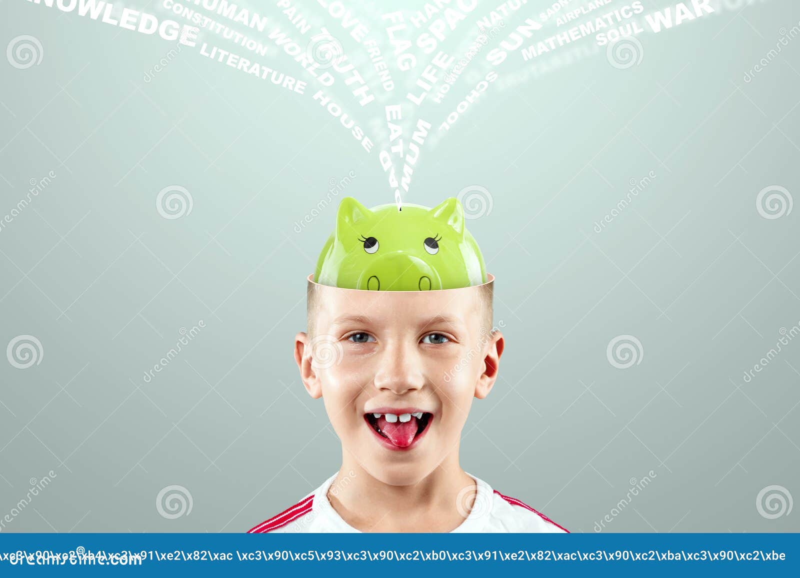 In the Man`s Open Head, the Brain Glues Stickers To Itself. the Concept ...