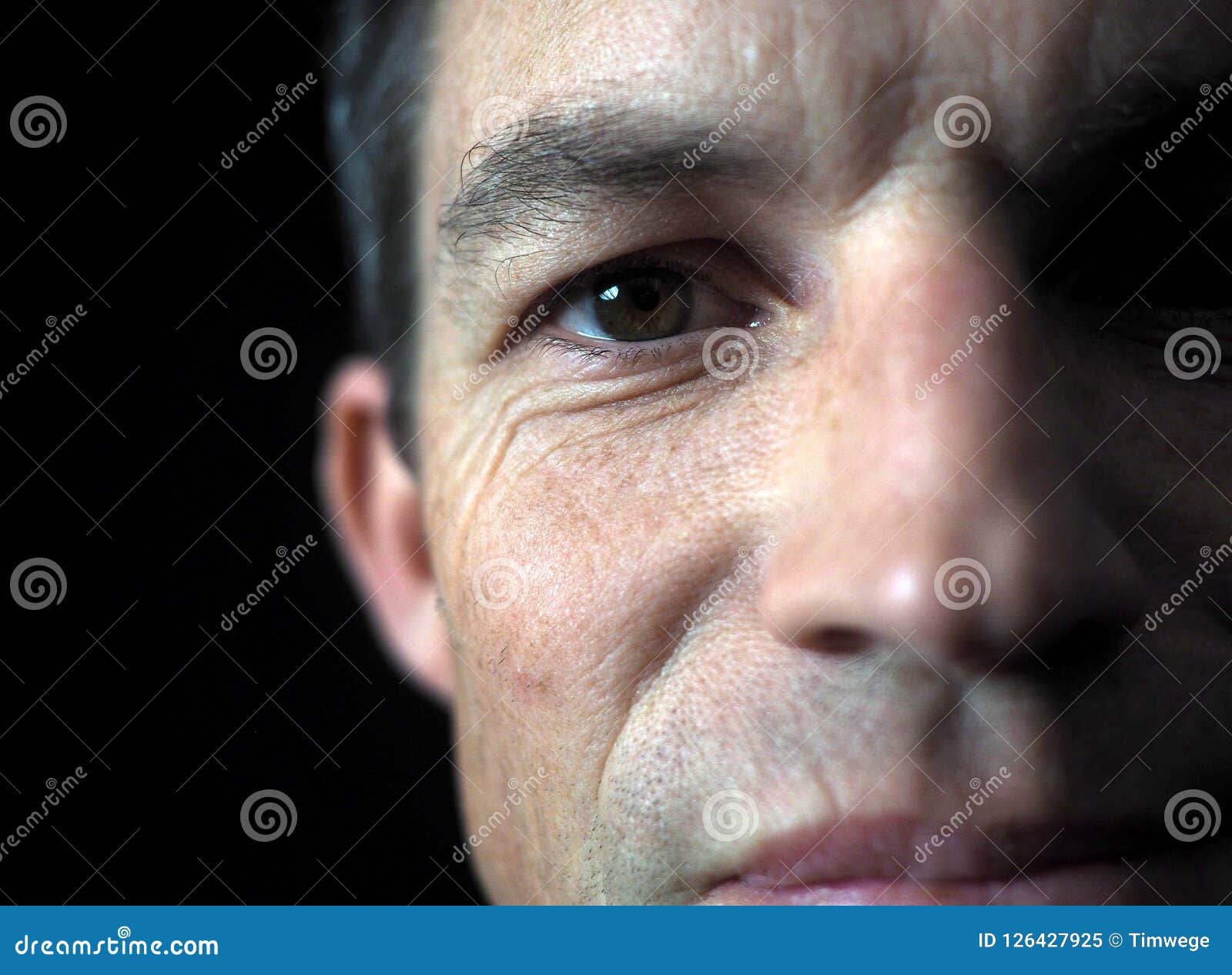 Man`s Portrait with Dramatic Light Stock Image - Image of studio, hair ...