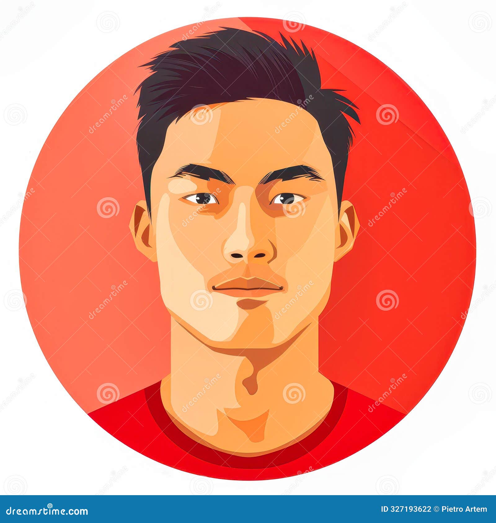 A Man S Profile in a Red Circle, Digital Illustration Stock Photo ...
