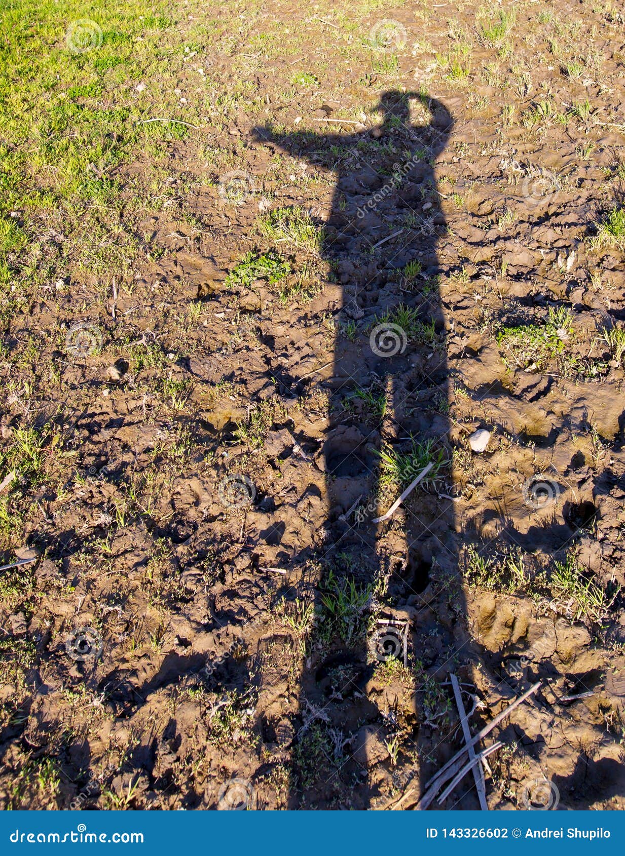 Man`s Shadow on Clay Ground As Background Stock Photo - Image of ...