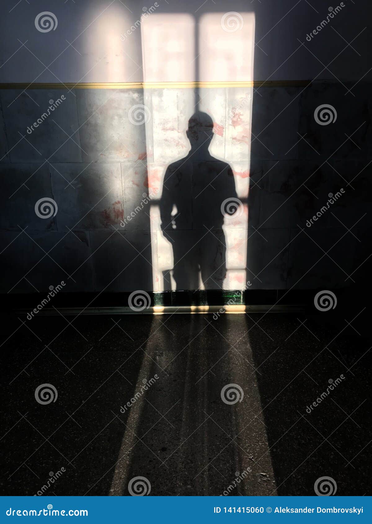 Shadow of the Standing Man on the Wall Stock Photo - Image of handsome ...