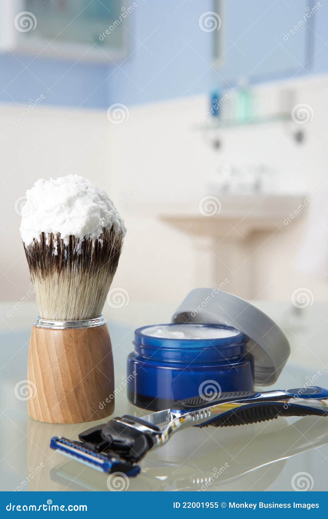 Man S Shaving Kit in Bathroom Stock Image - Image of white, brush: 22001955
