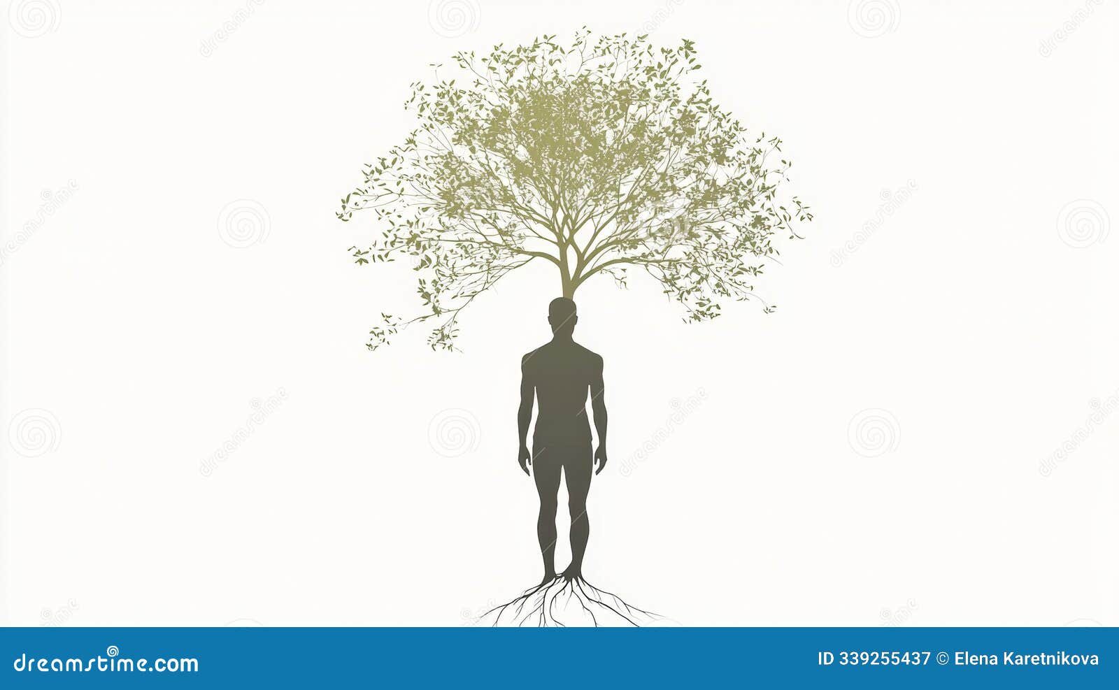 Man S Silhouette Transforms into a Tree, Symbolizing Growth, Evolution ...