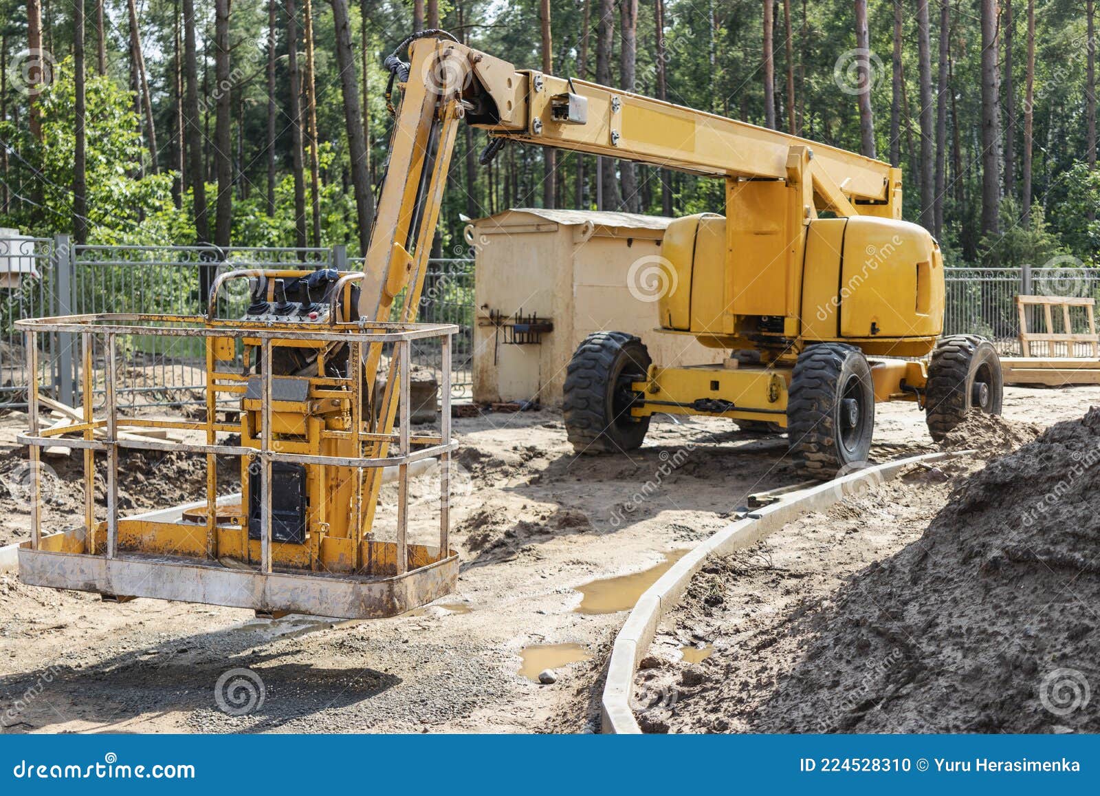 Man`s Work Is At A Height. Self-propelled Construction Mechanism For ...