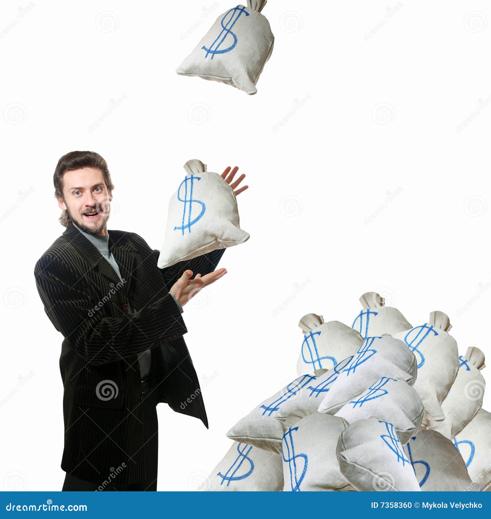 Man and sacks stock photo. Image of sack, wealth, dollar - 7358360