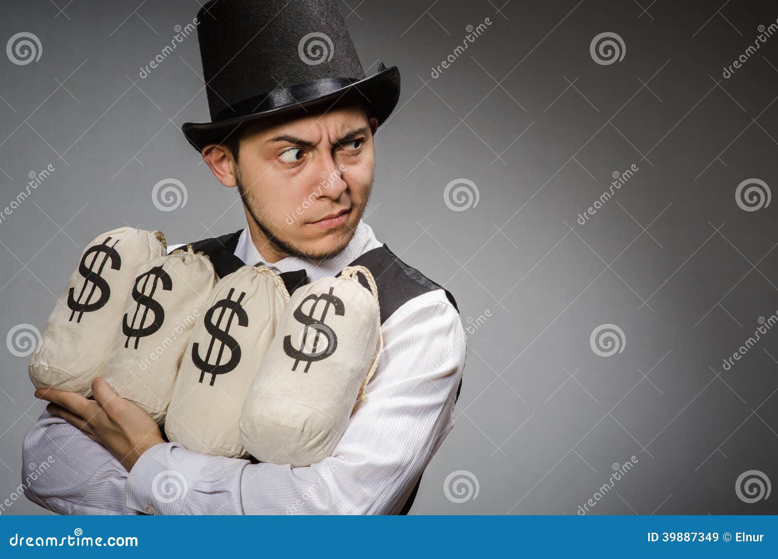 Man with sacks stock image. Image of money, attractive - 39887349