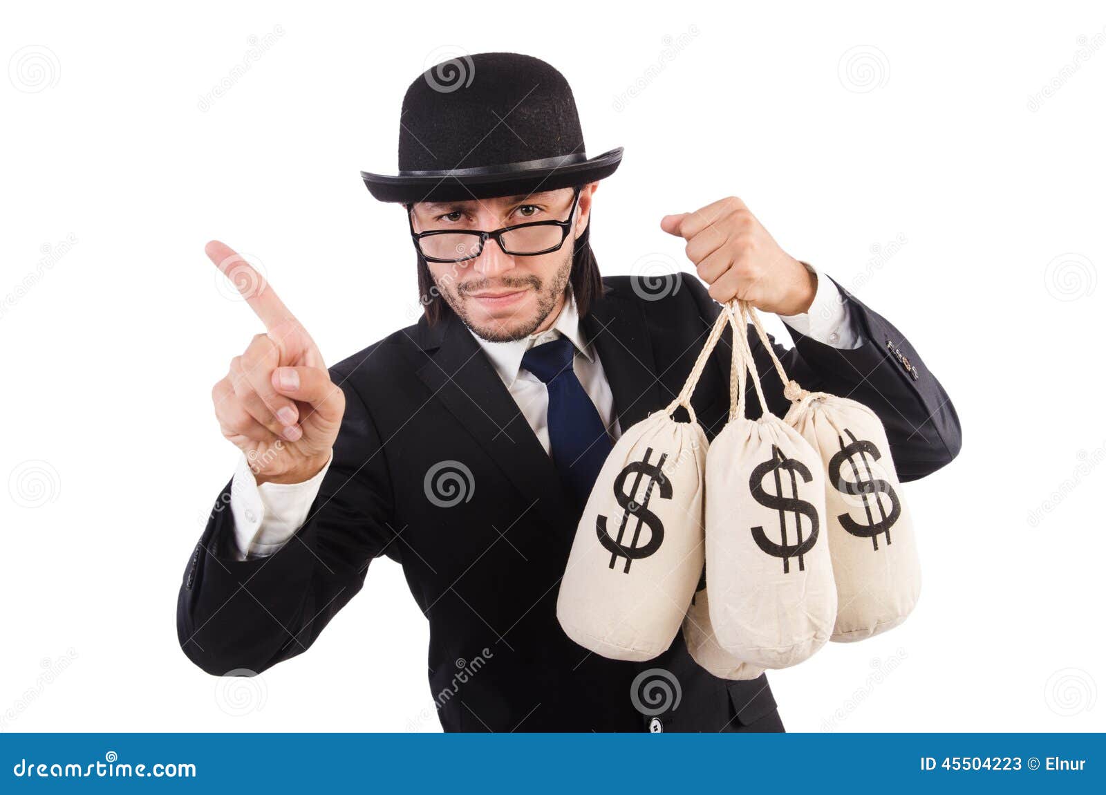 Man with Sacks of Money Isolated Stock Image - Image of business ...