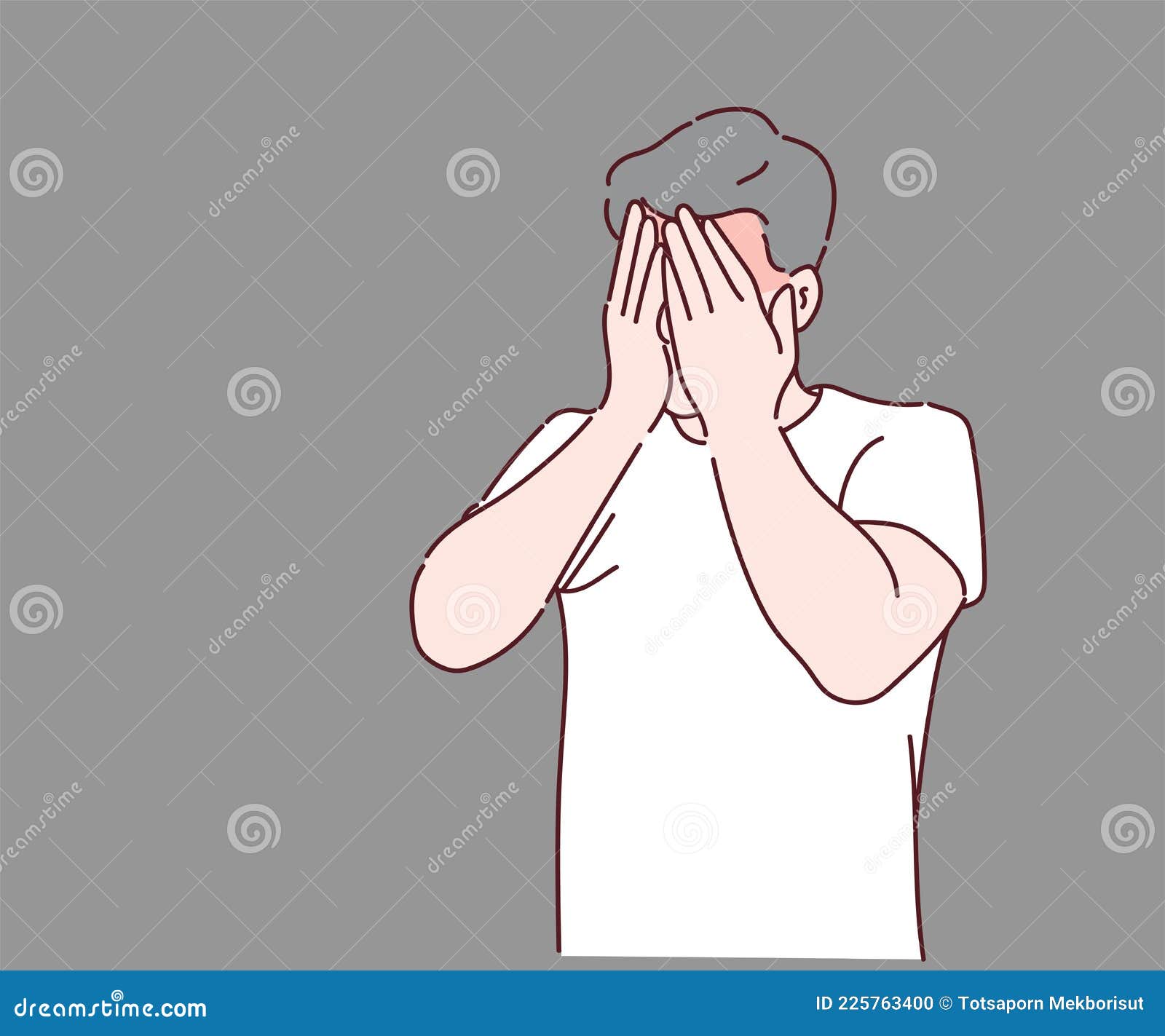 A Man is Sad Expression Covering Face with Hands while Crying. Stock ...