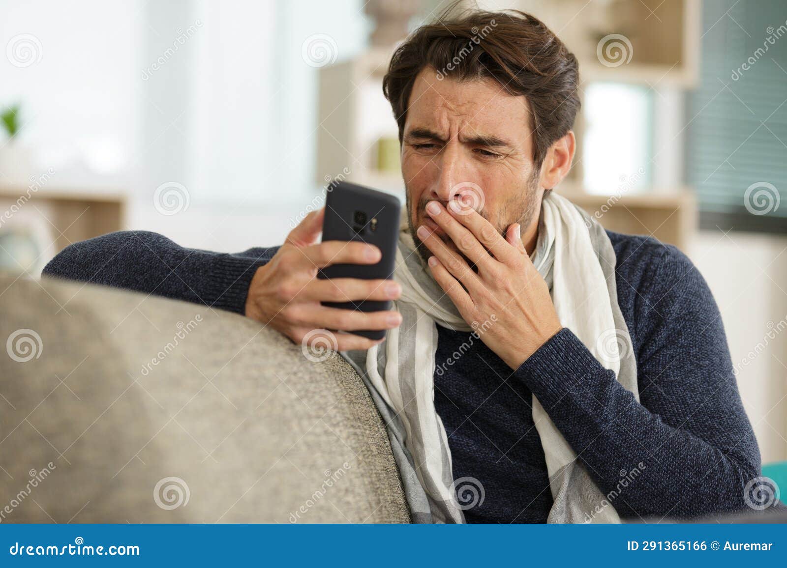 Man with sad face stock photo. Image of student, earphones - 291365166