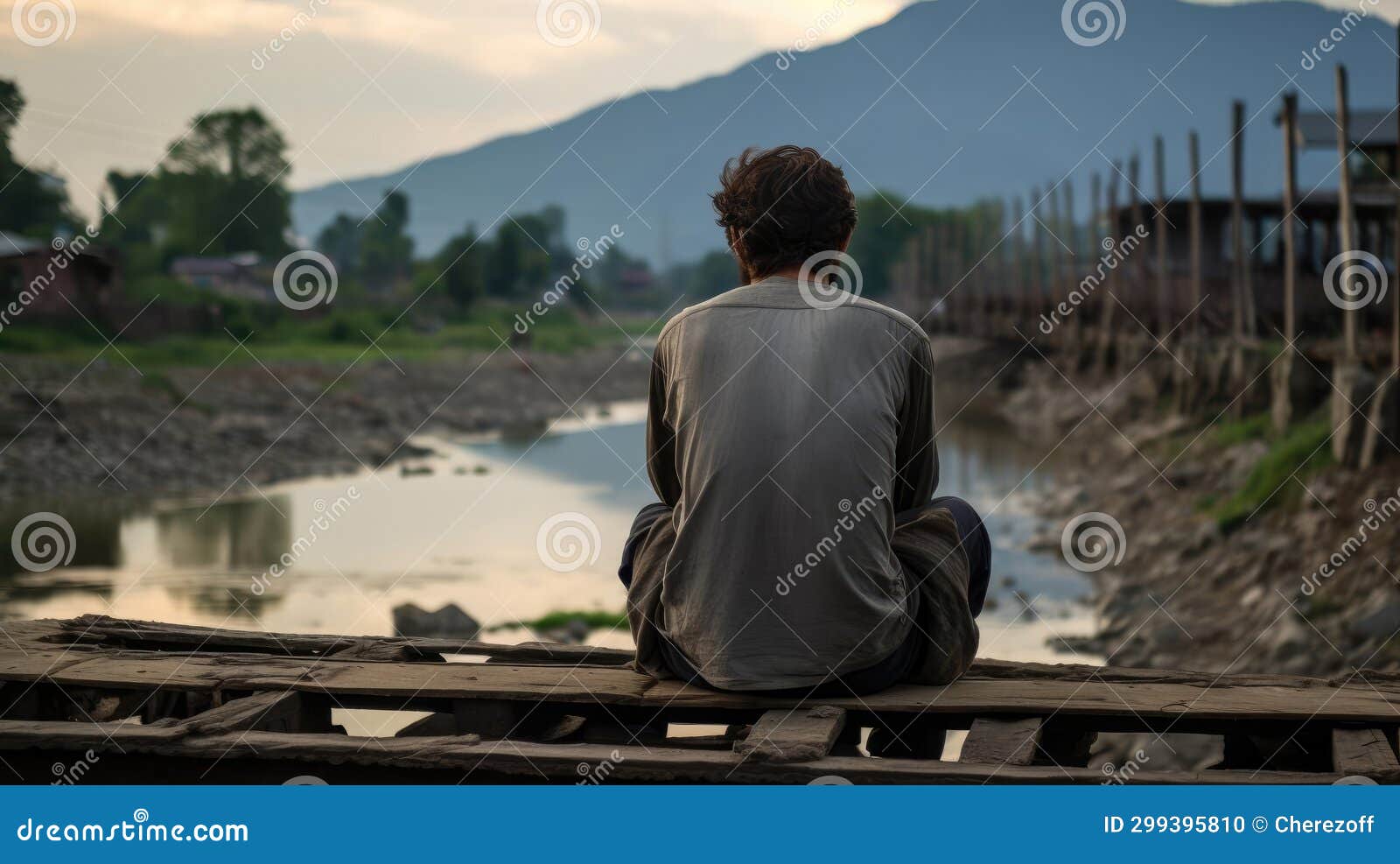 Man with Sadness Looking into the Distance Stock Photo - Image of ...