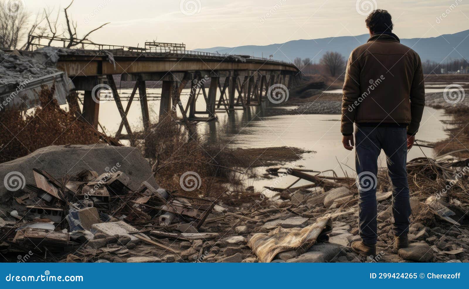 Man with Sadness Looking into the Distance Stock Image - Image of ...