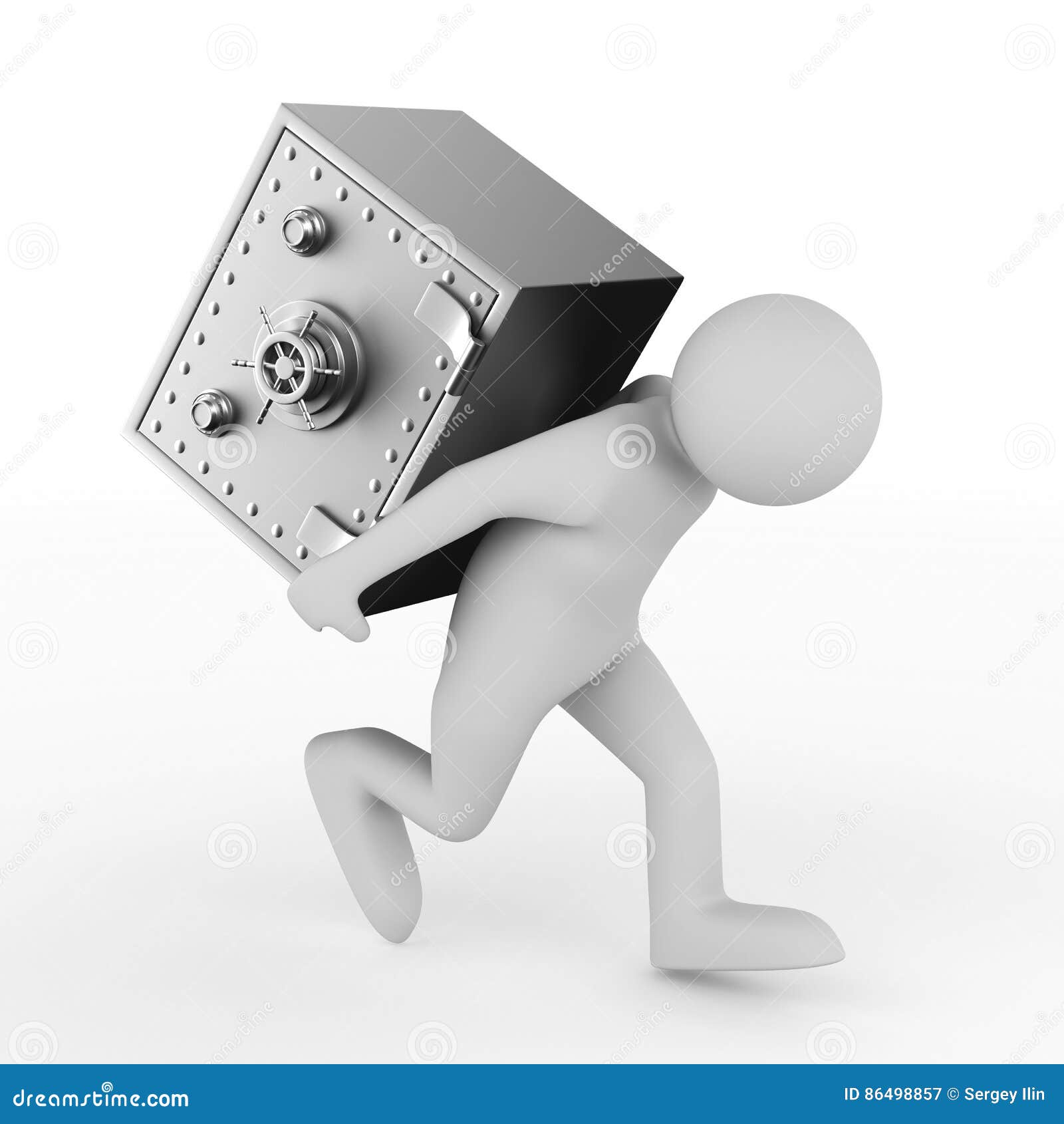 Man and Safe on White Background. 3D Stock Illustration - Illustration ...