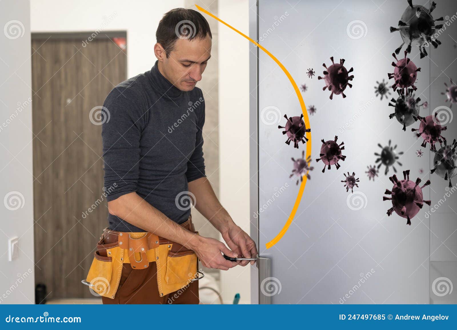 Man Safely Inside a Shield Dome that Protects Him from Virus ...