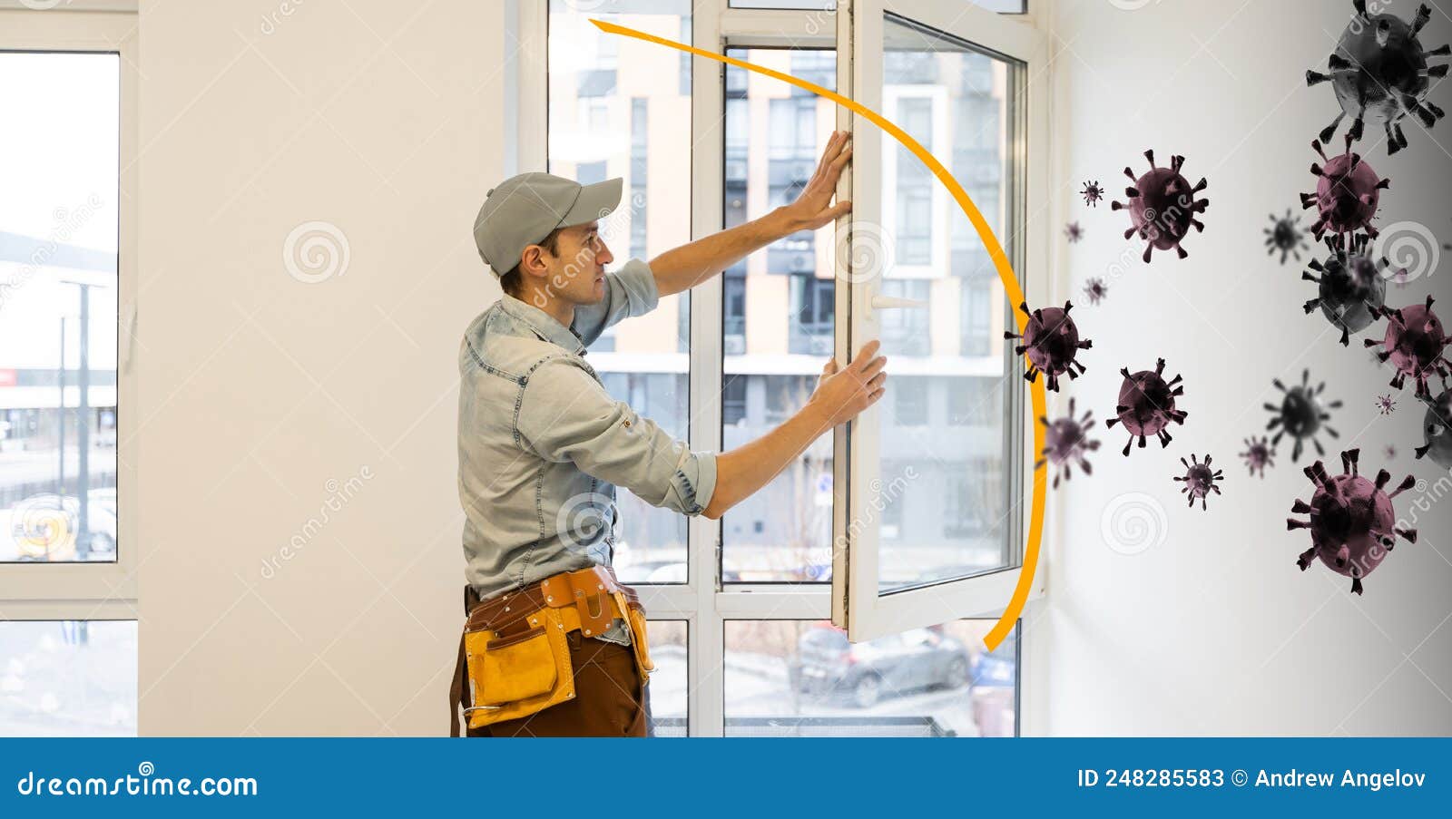 Man Safely Inside a Shield Dome that Protects Him from Virus ...