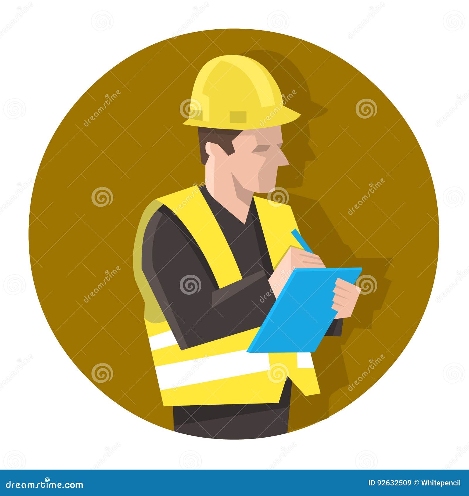 Man in Safety Vest Checking a Project List or Doing Safety Check Stock ...