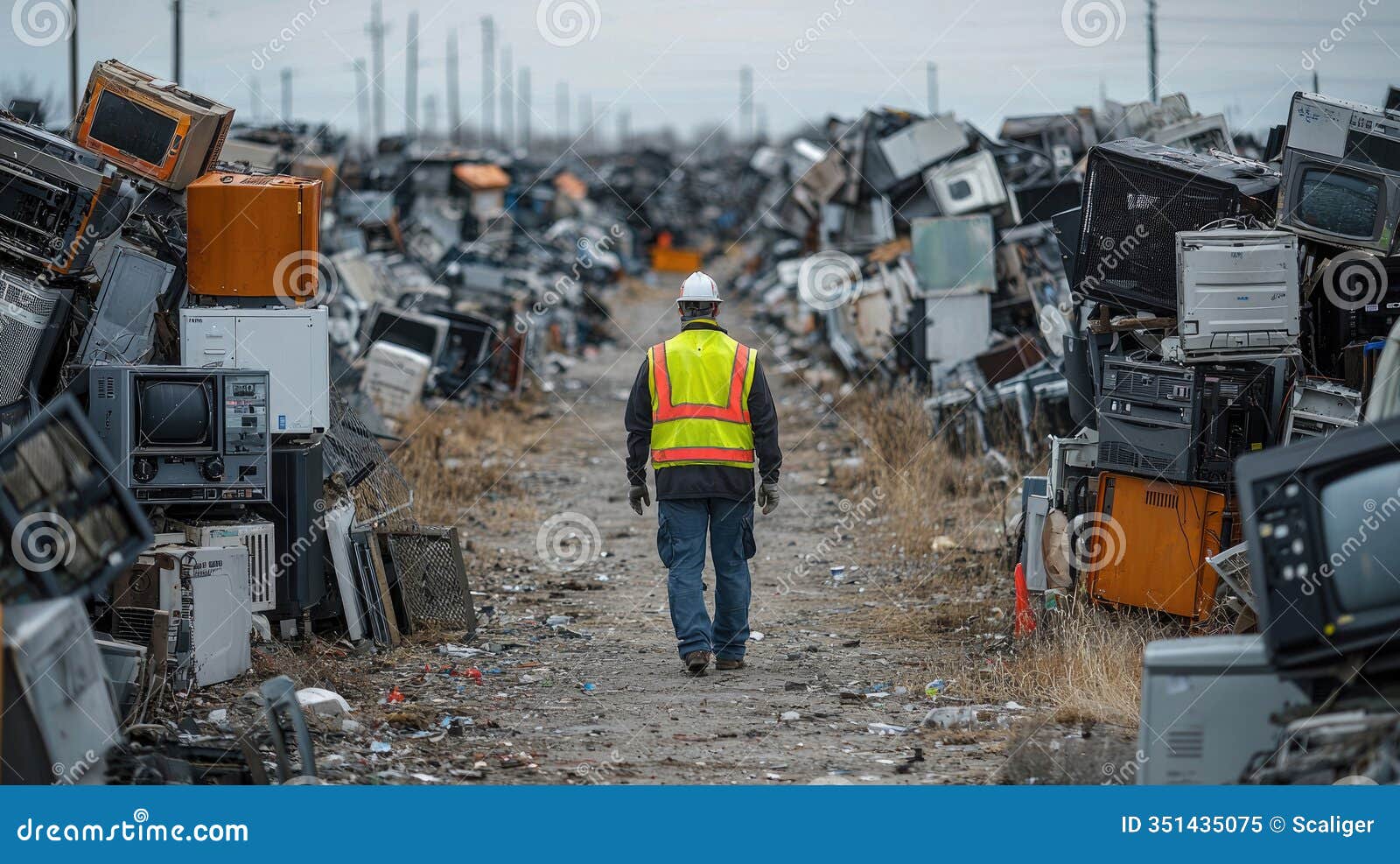 Discarded Electronics In Landfill Stressing Importance Of Proper Ewaste Recycling. Concept E ...