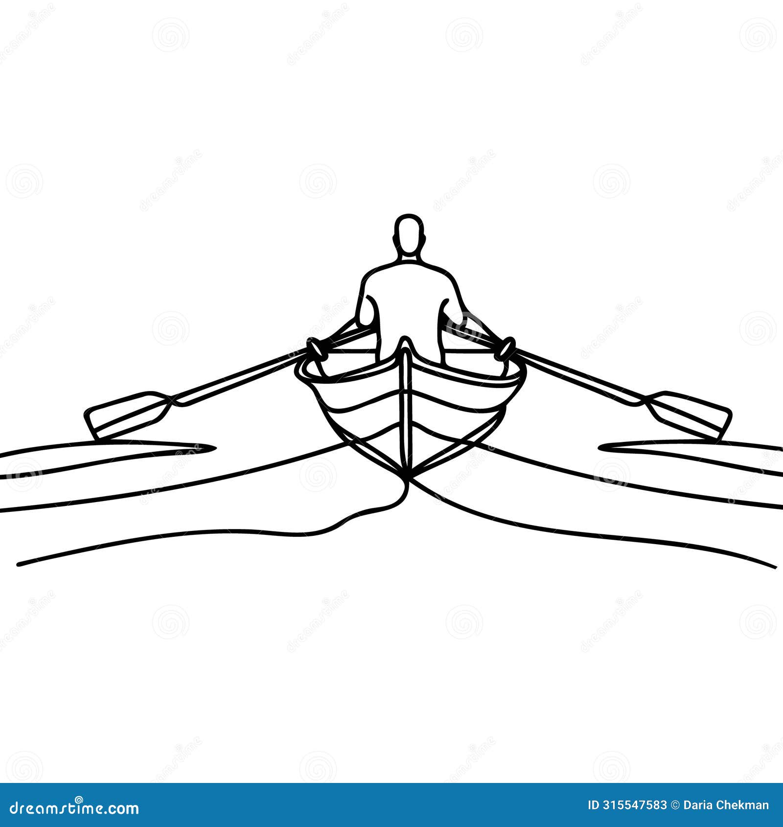 Man Sailing on a Boat Kayaking One Line Sketch on White Background ...