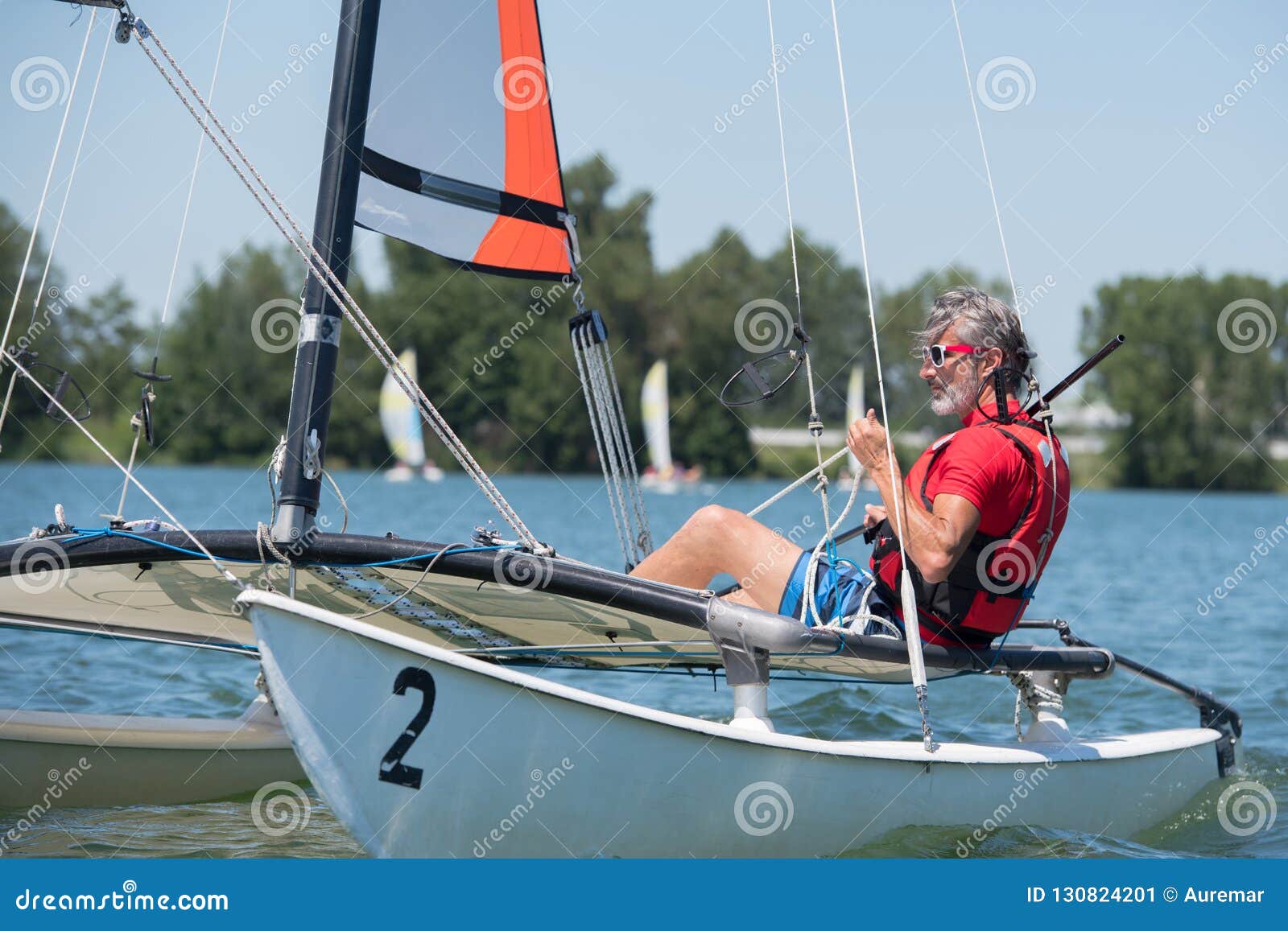 Man on sailing vessel stock image. Image of years, yacht - 130824201
