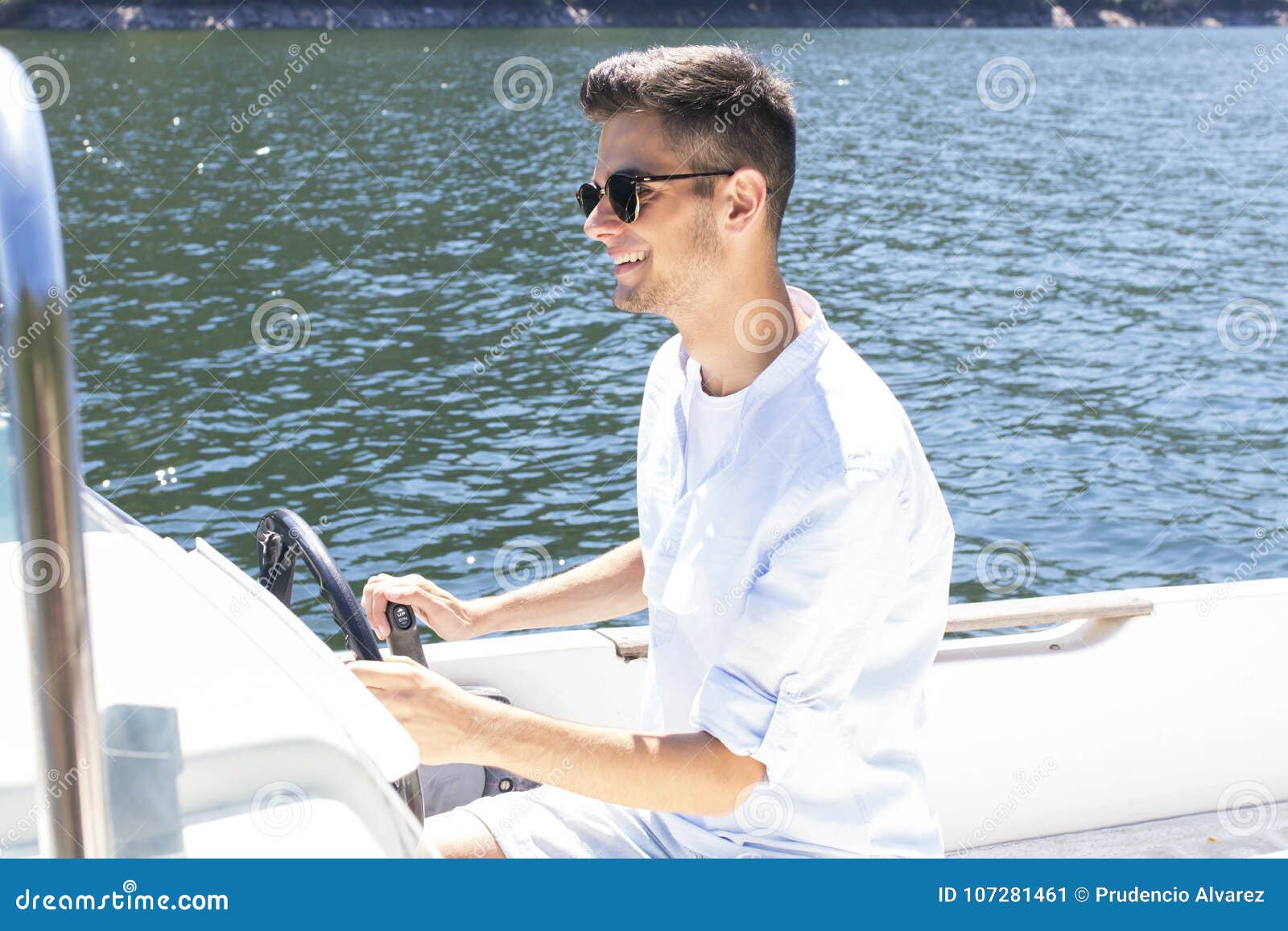 Man sailing on the yacht stock image. Image of recreation - 107281461