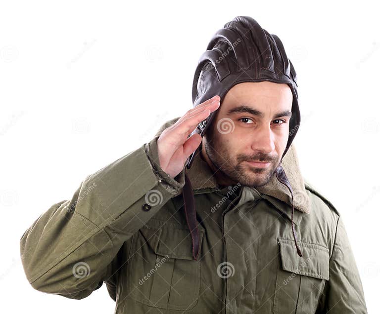 Man saluting stock photo. Image of driver, helmet, leather - 23410412