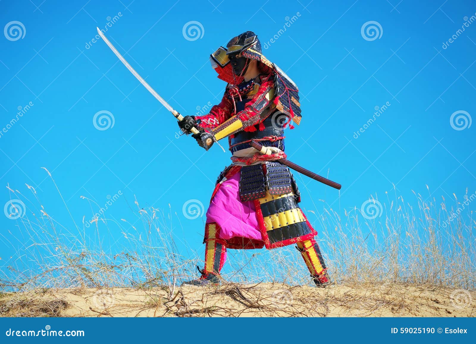 A Man In Samurai Costume With Katana Sword Royalty-Free Stock Image ...