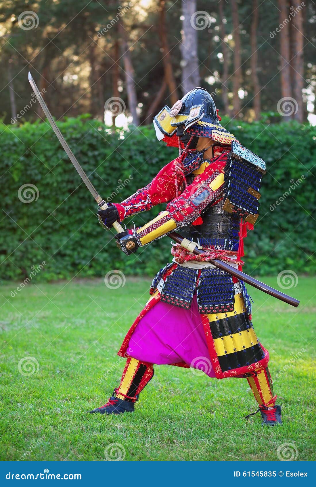 Man in Samurai Costume with Sword. Stock Image - Image of attack, cloth ...
