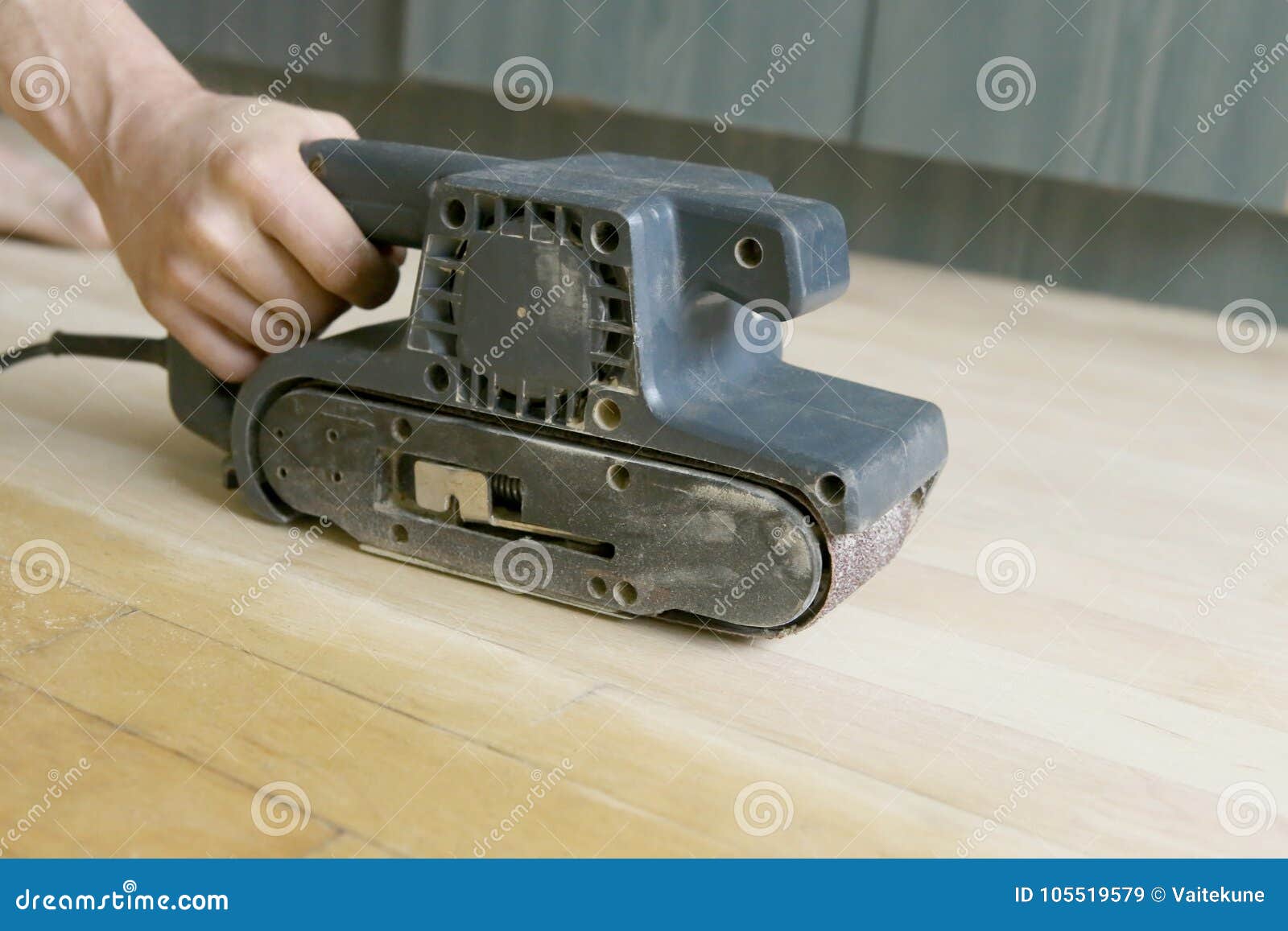 Hand held belt sander. stock image. Image of grinder - 105519579