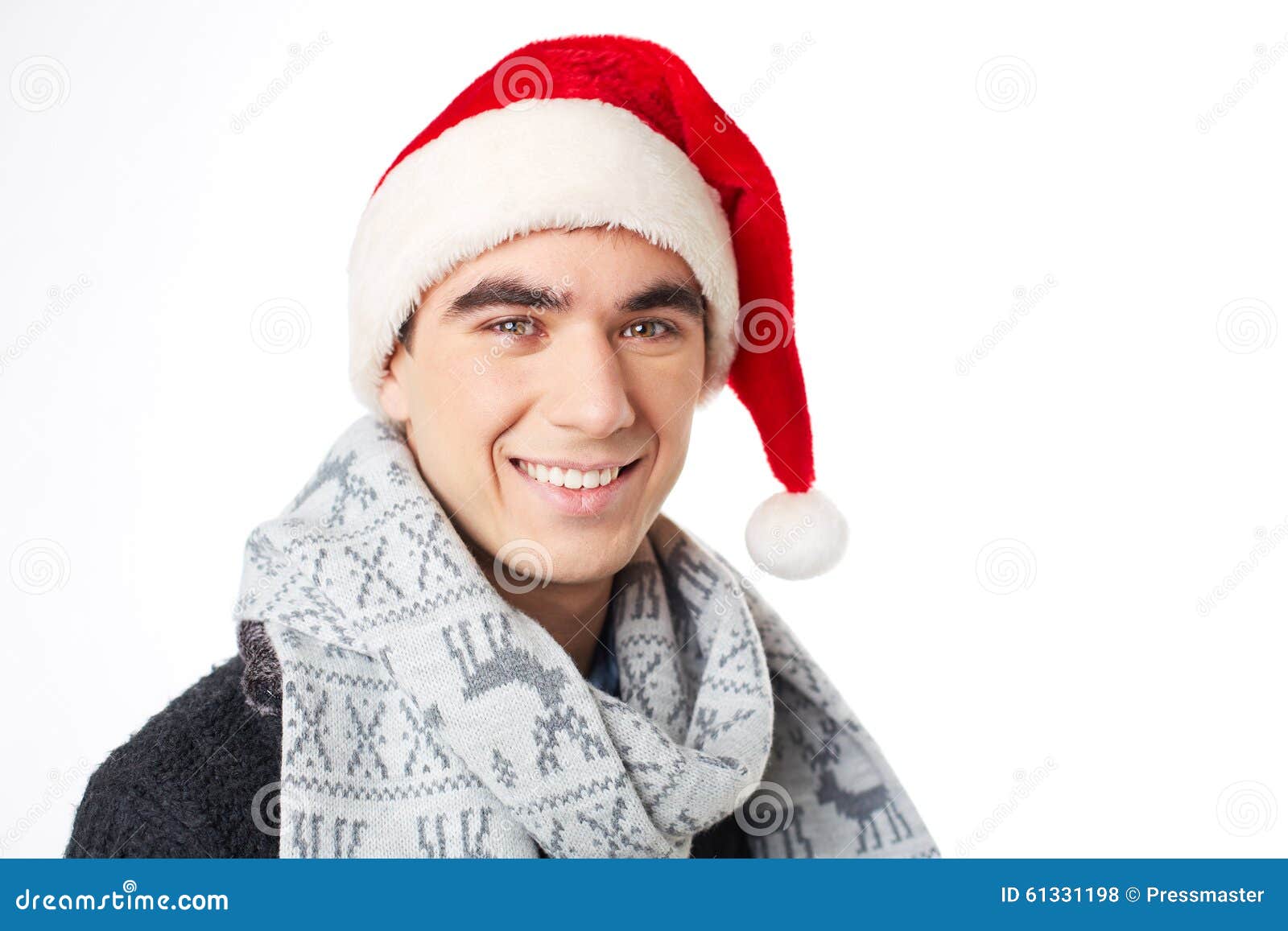 Man in Santa cap stock photo. Image of yuletide, handsome - 61331198
