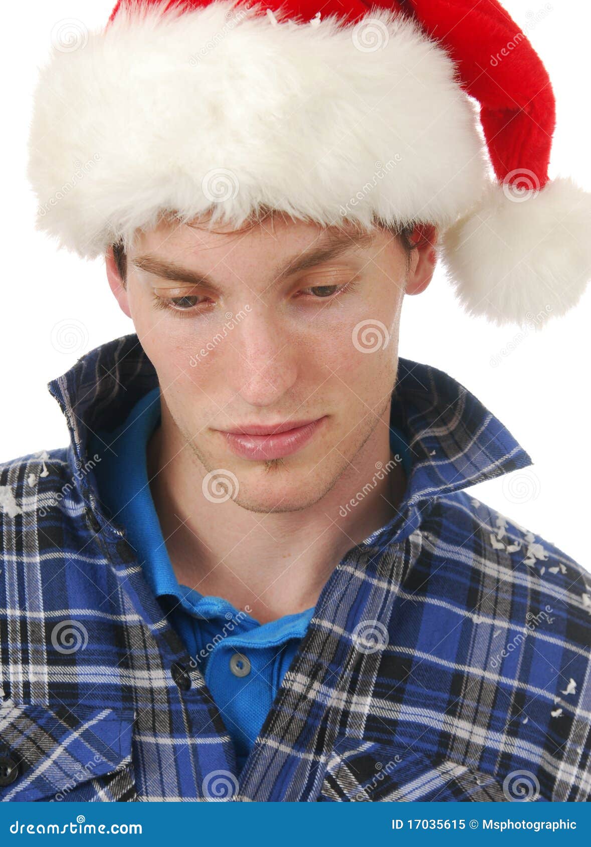Man in a santa hat stock image. Image of young, flannel - 17035615