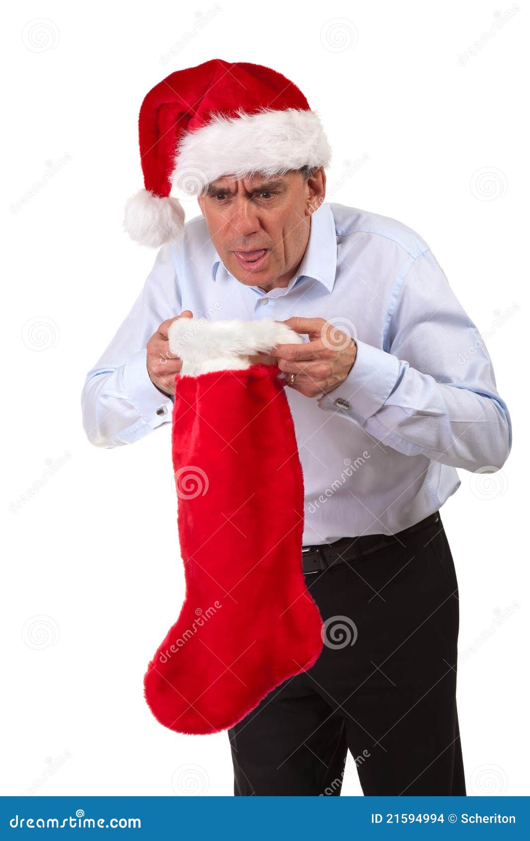 Man in Santa Hat Being Sick into Stocking Stock Photo - Image of ...
