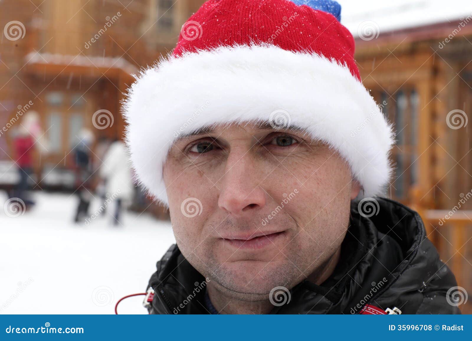 Man in Santa hat stock photo. Image of seasonal, holiday - 35996708