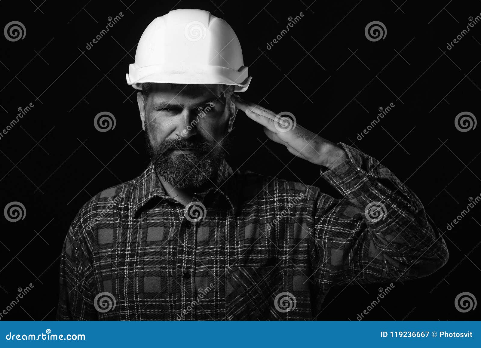 Man with Satisfied Face Expression Isolated on Black Background ...