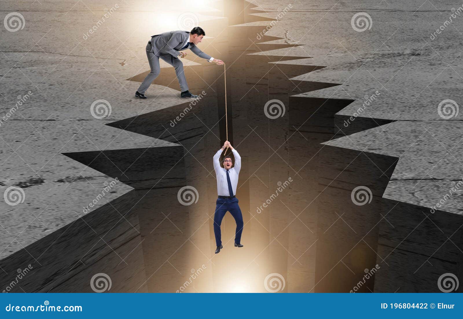 Man Saving Colleague Pulling Rope Stock Photo - Image of rescue ...