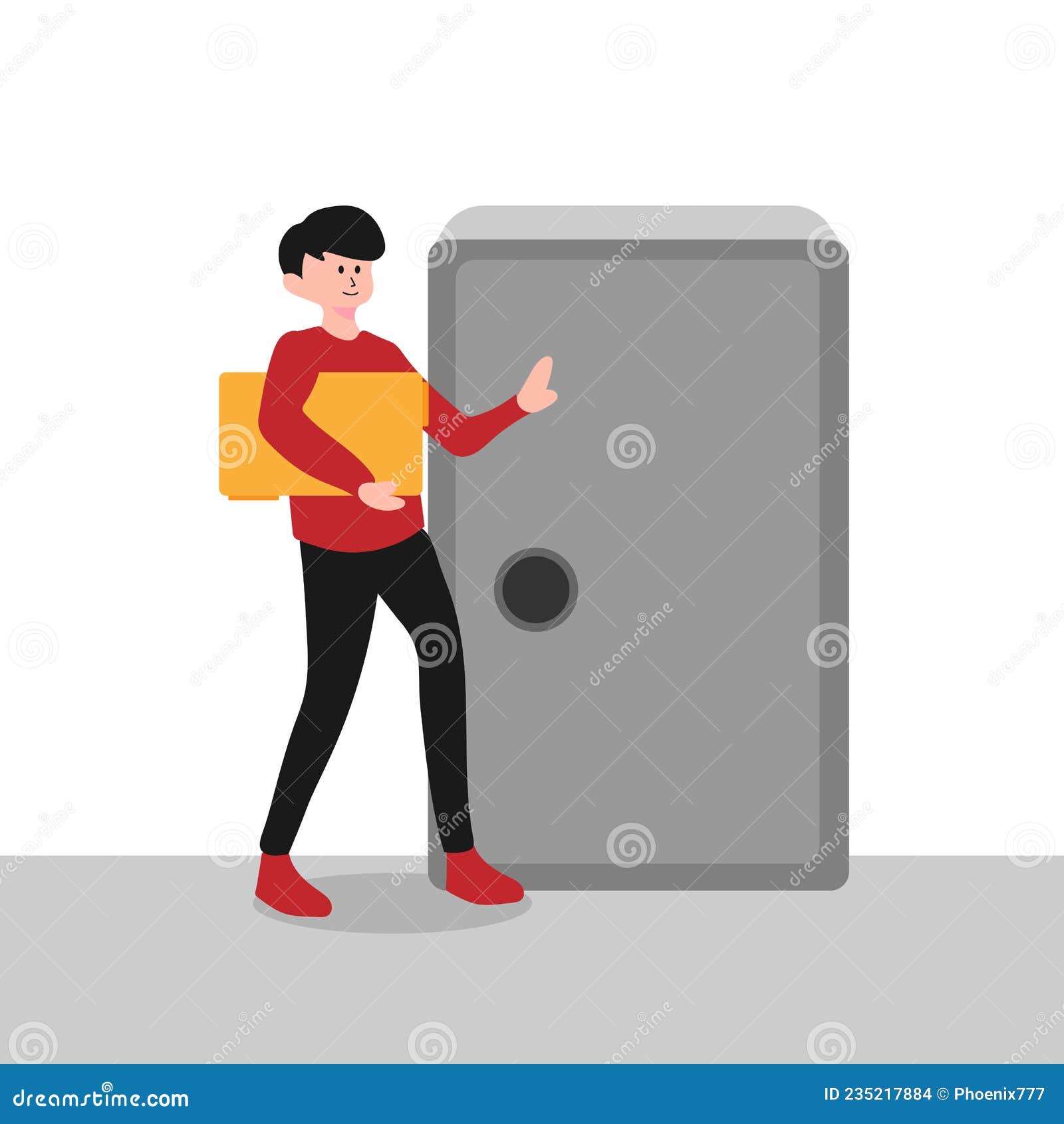 Man Saving File To a Safe stock vector. Illustration of people - 235217884