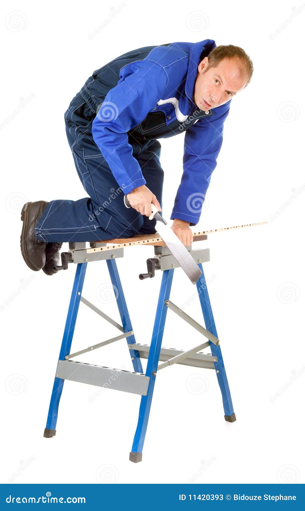 Man sawing stock image. Image of studio, wood, home, blue - 11420393