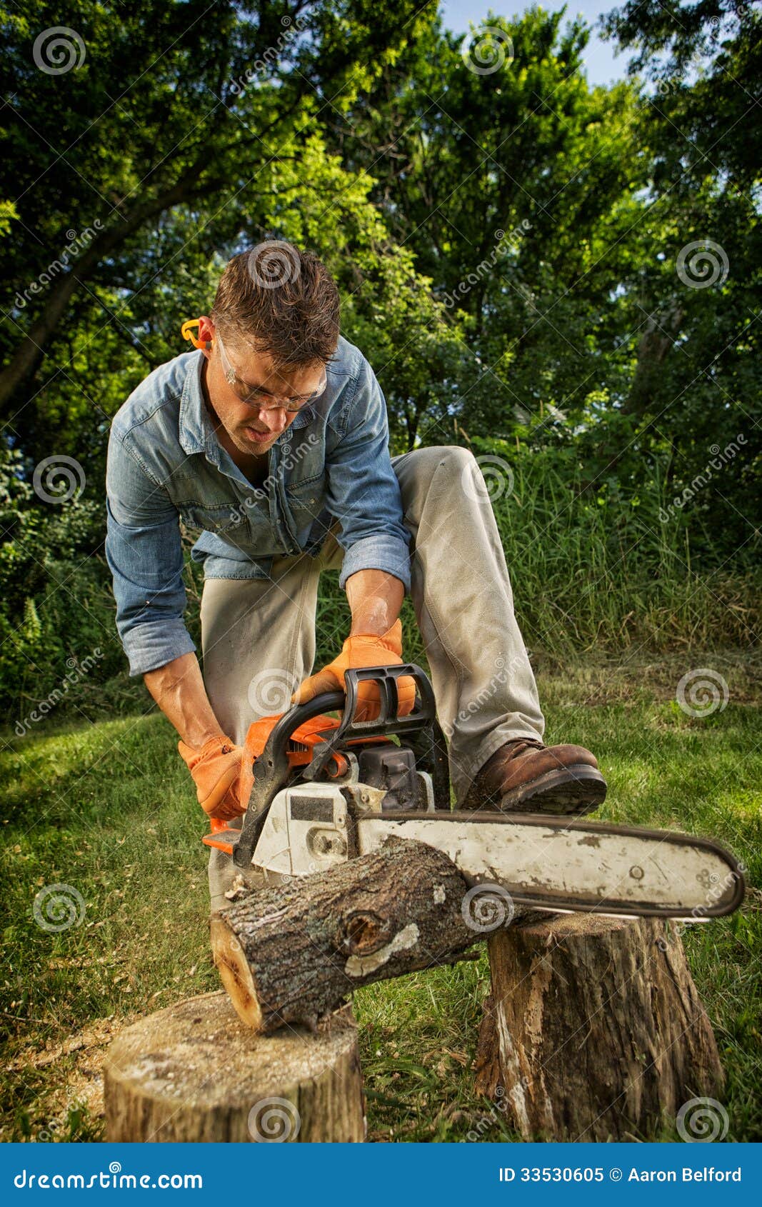 Man sawing log stock image. Image of country, service - 33530605