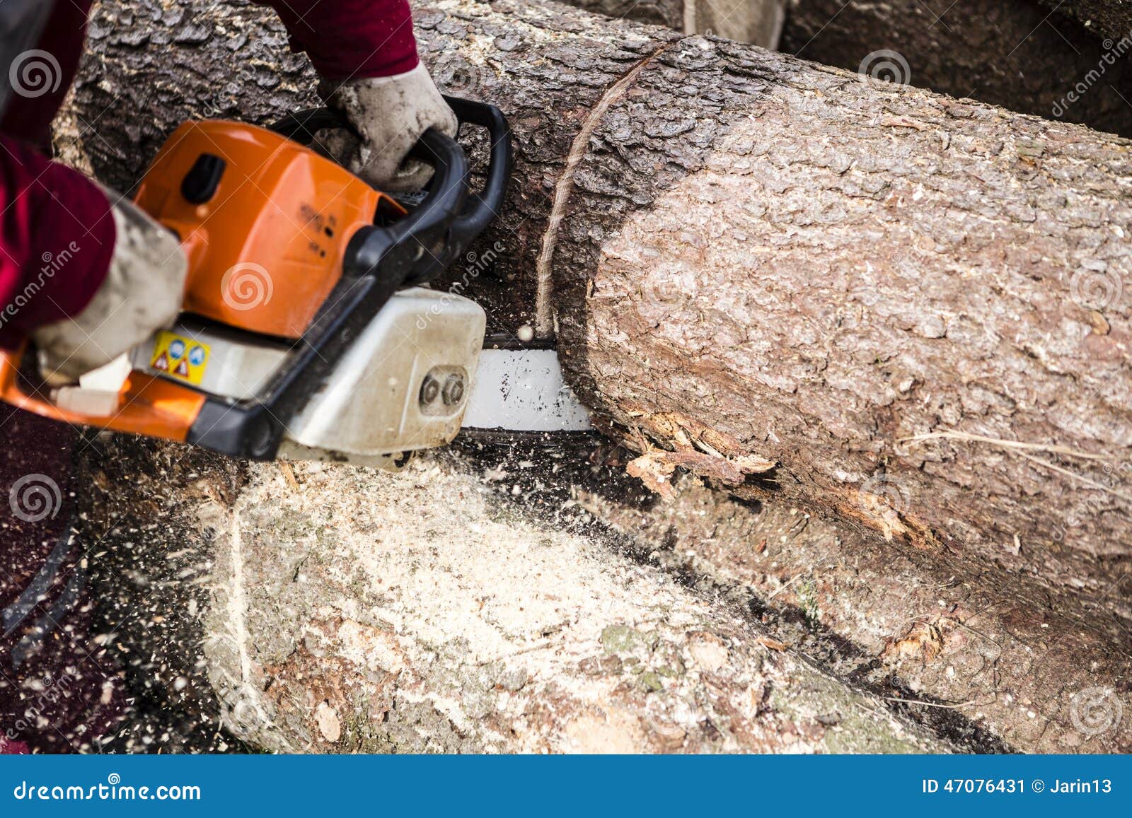Man Sawing a Log in His Back Yard Stock Image - Image of blade, cutter ...