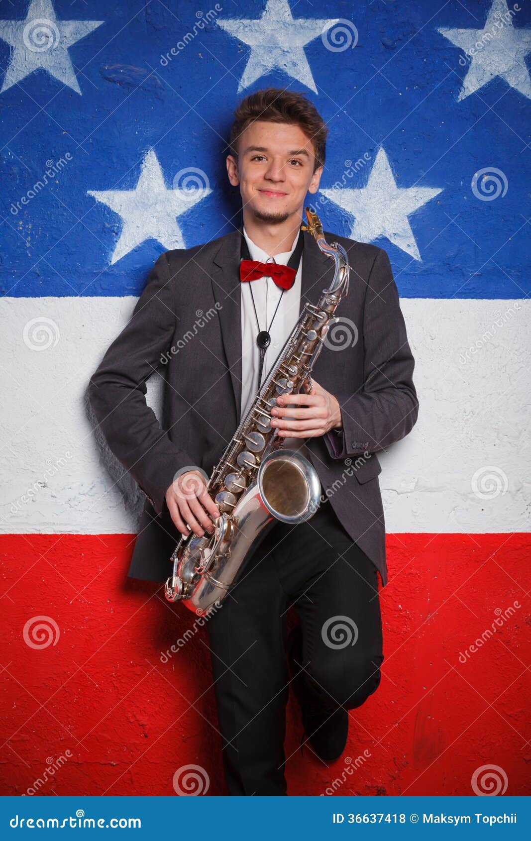 Man with saxophone stock photo. Image of glamour, caucasian - 36637418