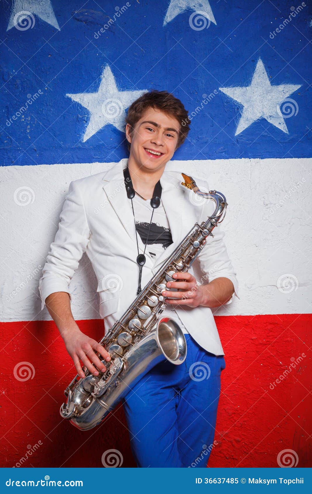 Man with saxophone stock image. Image of caucasian, attractive - 36637485