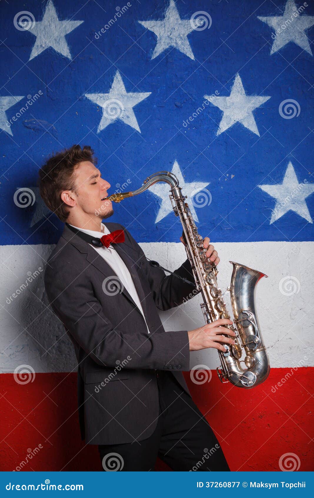 Man with saxophone stock image. Image of handsome, person - 37260877