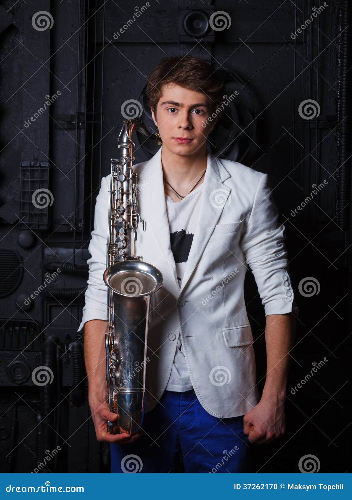 Man with saxophone stock photo. Image of jazz, male, pose - 37262170