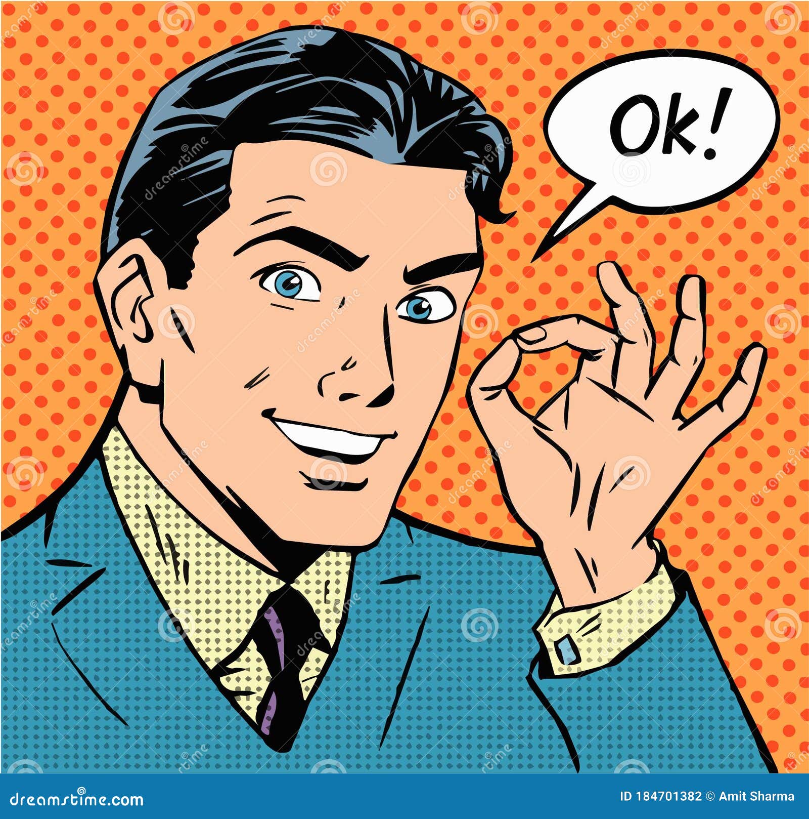 Man Saying `ok ` Pop Art Style Vector Illustration Stock Illustration